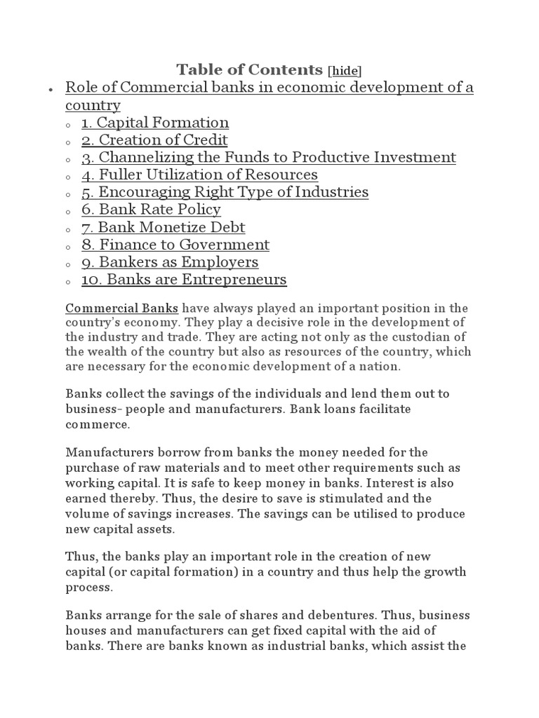 Role of Banks in Economic Development | PDF | Banks | Economic Development