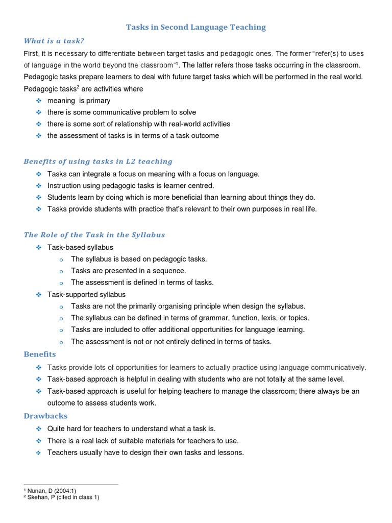 Types of Tasks in Language Teaching | PDF