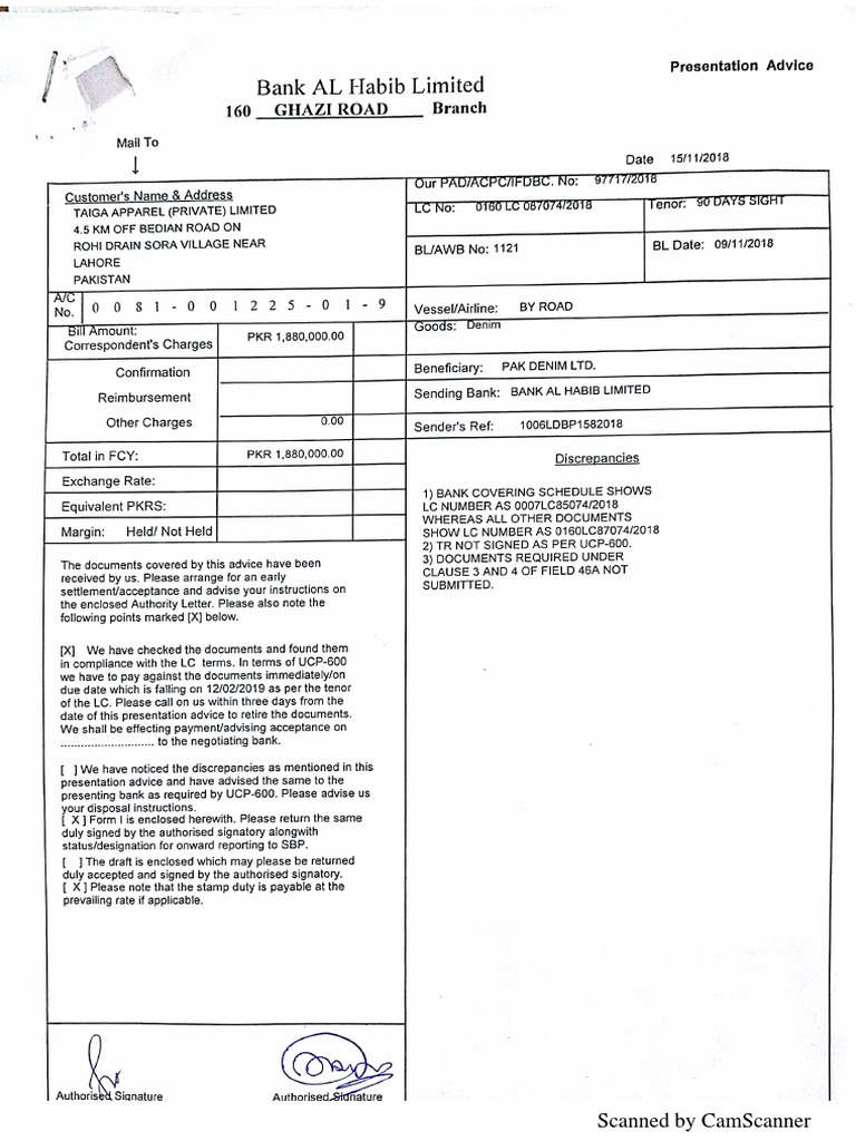 LC Acceptance Document | PDF