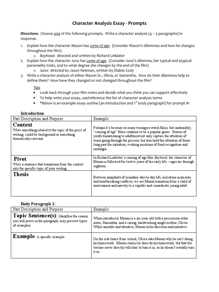 Character Analysis for Students | PDF | Language Arts & Discipline ...