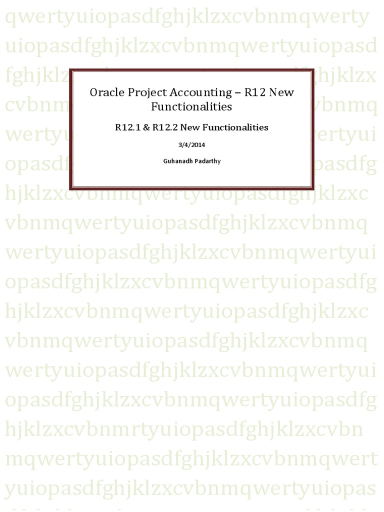 Oracle Project Accounting - R12 New Functionalities v1.1 | PDF ...