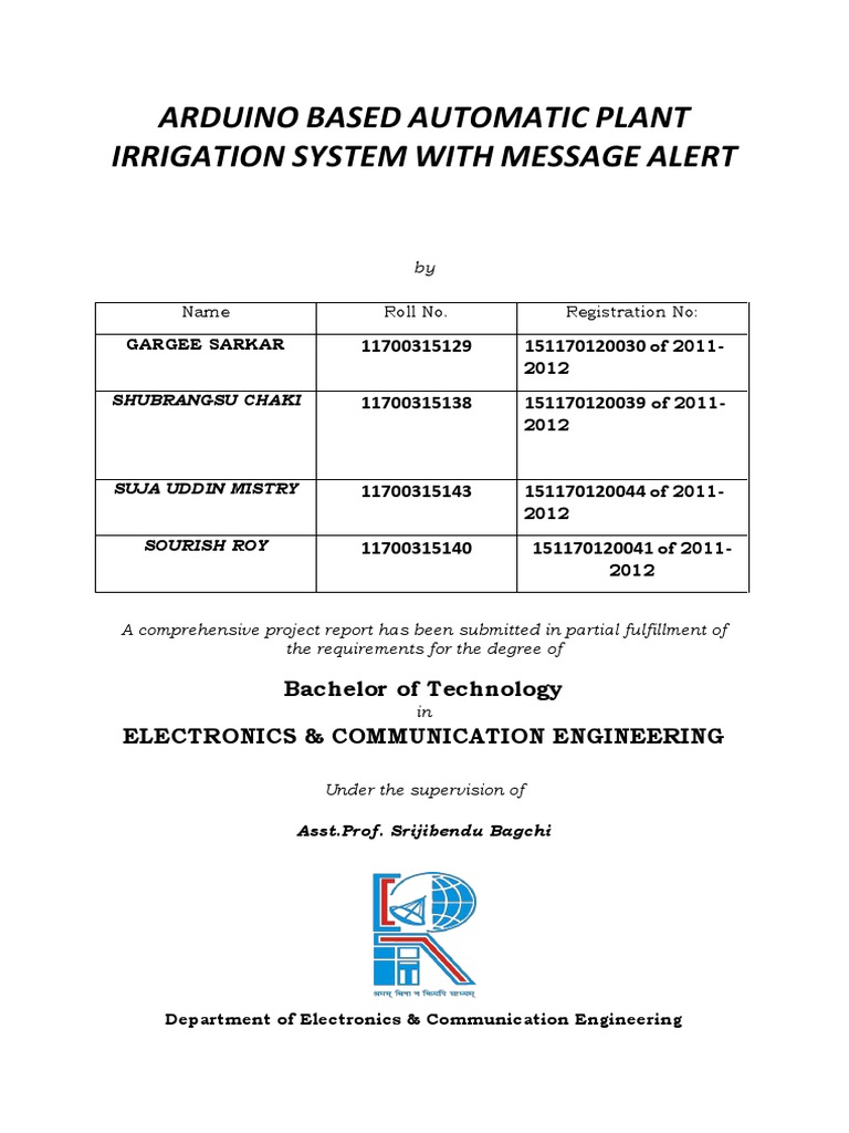 GSM Based Automatic Plant Irrigation Using Arduino | PDF | Power Supply ...