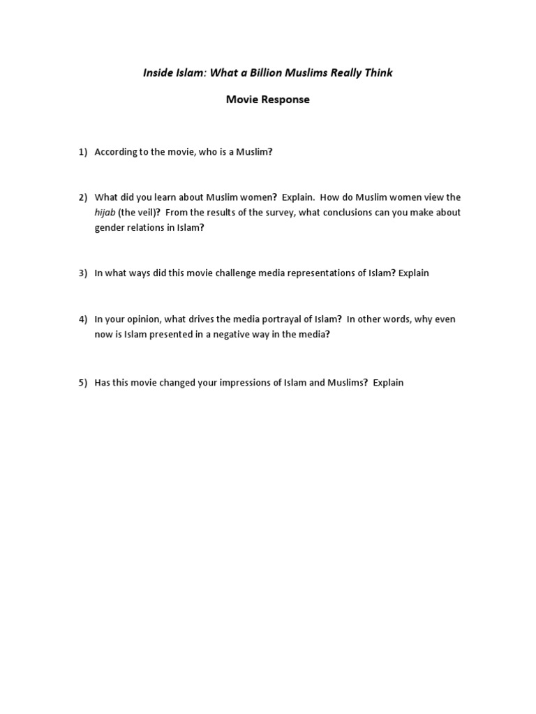 Inside Islam: What A Billion Muslims Really Think: Movie Response | PDF