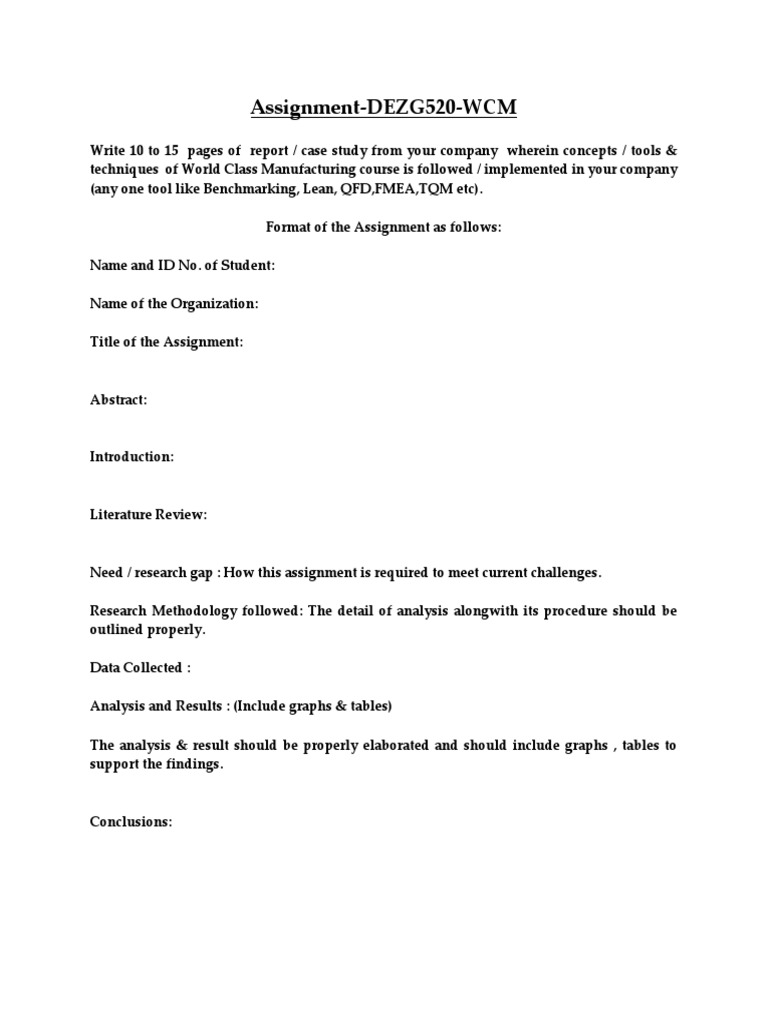 Assigment Format - Dezg520 - WCM | PDF
