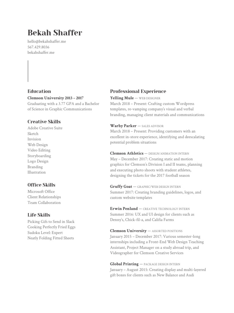 Shaffer Resume 2019 | PDF | Web Design | Graphics