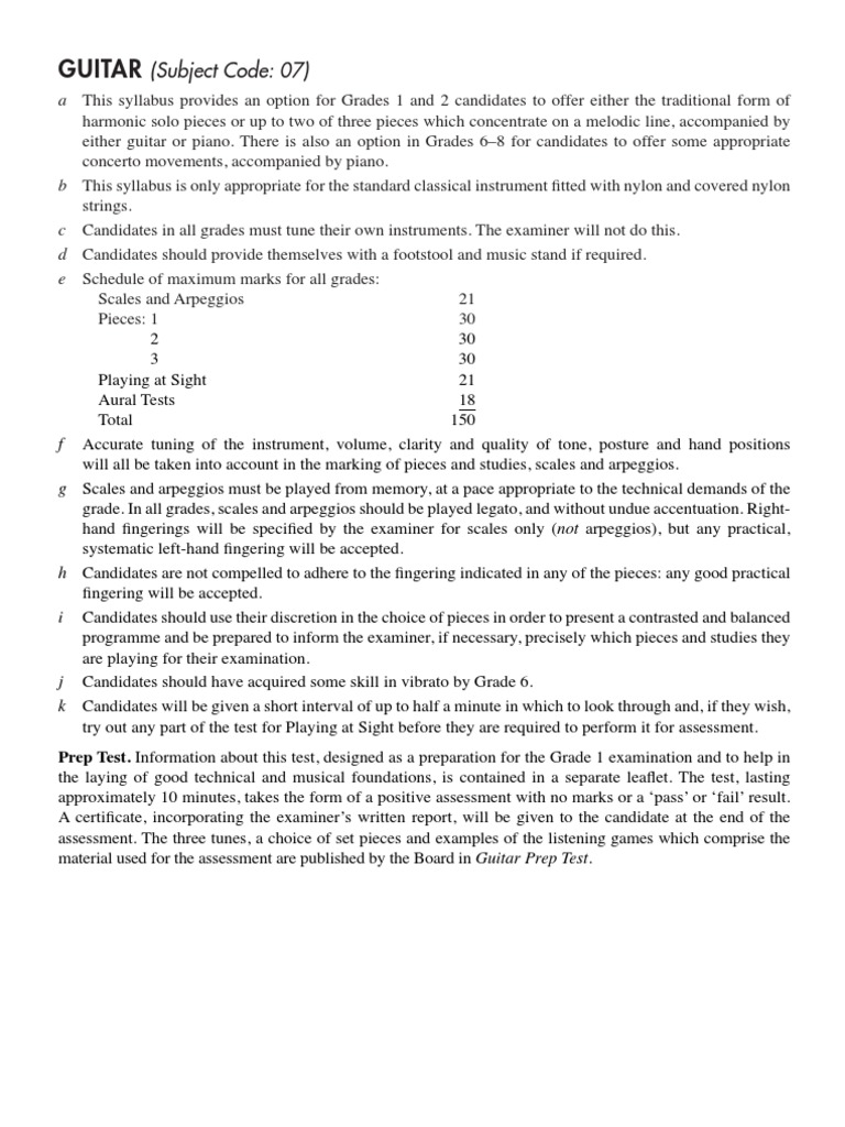 Guitar Grading System - Trinity College | PDF | Scale (Music) | Harmony