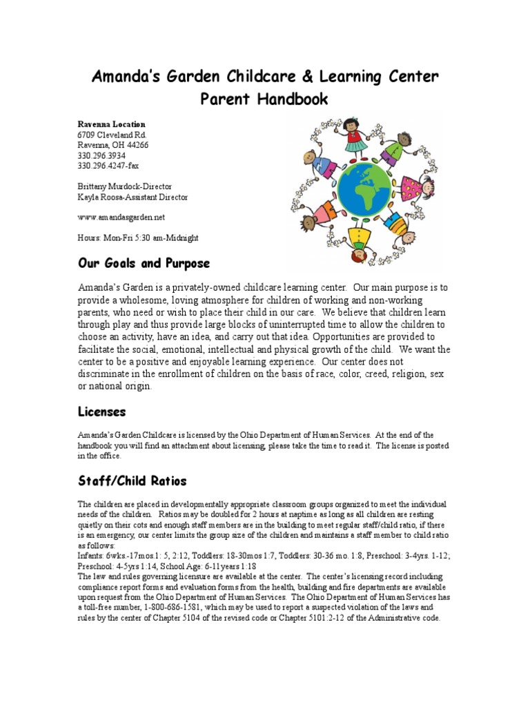 Amanda's Garden Childcare & Learning Center Parent Handbook: Our Goals ...