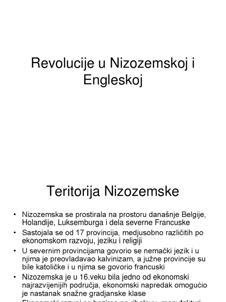 Revolucija U Nizozemskoj I Engleskoj | PDF