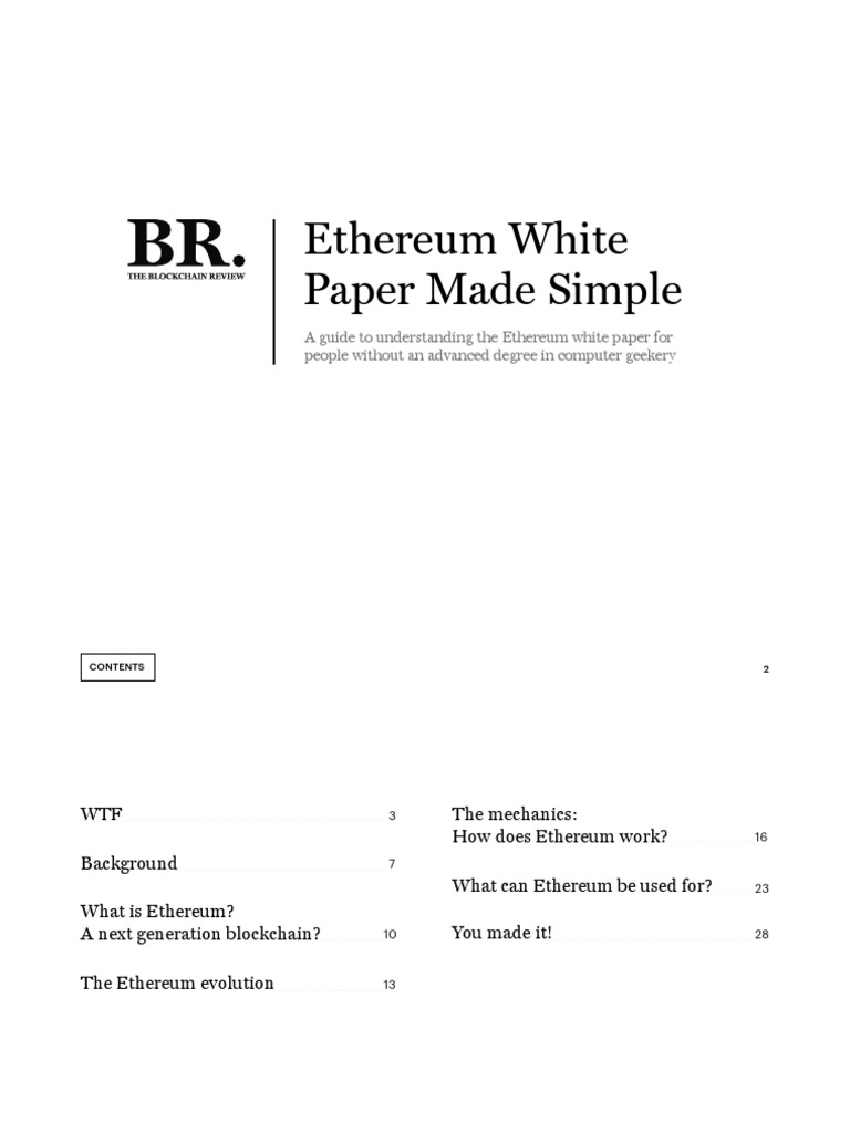 Ethereum White Paper Made Simple | PDF | Cryptocurrency | Distributed ...