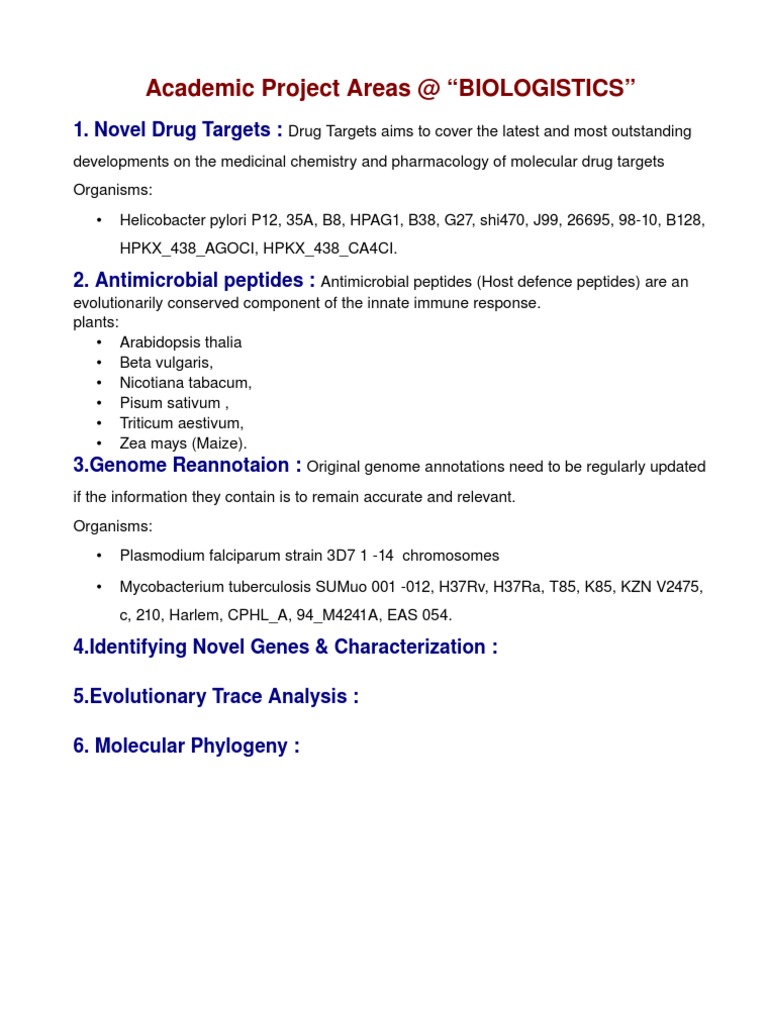 Research Areas in Biologistics | PDF | Science & Mathematics
