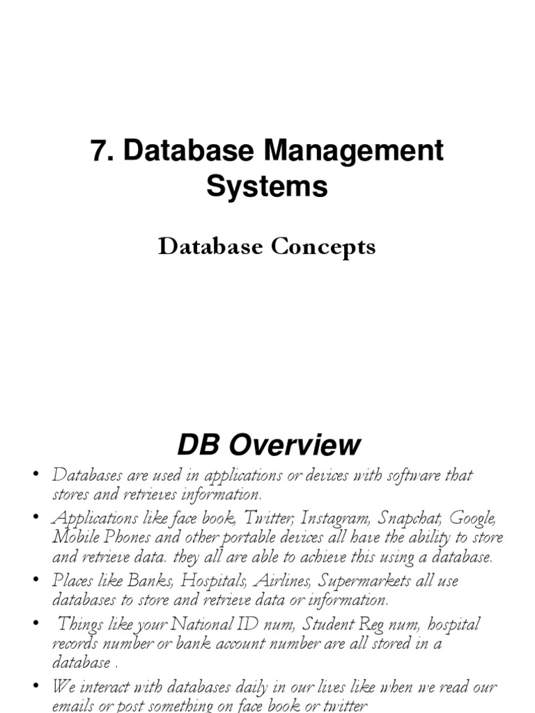 7.1 Database Concepts | PDF | Databases | Backup