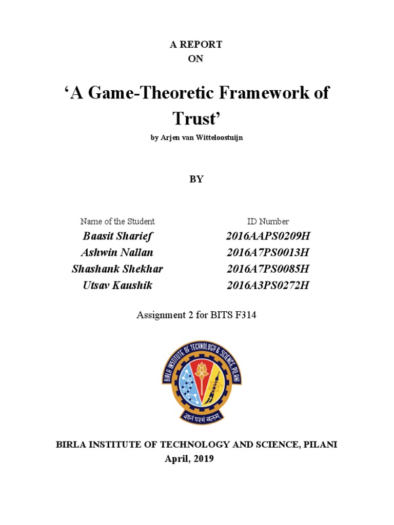 A Game Theoretic Framework of Trust | PDF | Game Theory | Trust (Emotion)