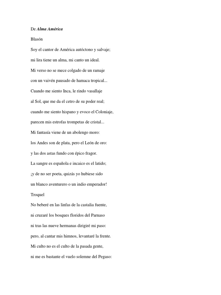 De Alma América: Poemas de José Santos Chocano | PDF | Caballos ...