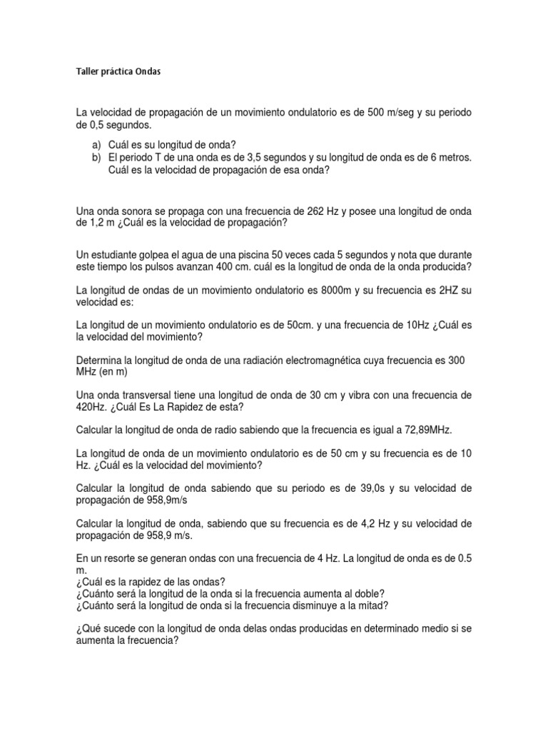 Taller Práctica Ondas | PDF | Olas | Frecuencia