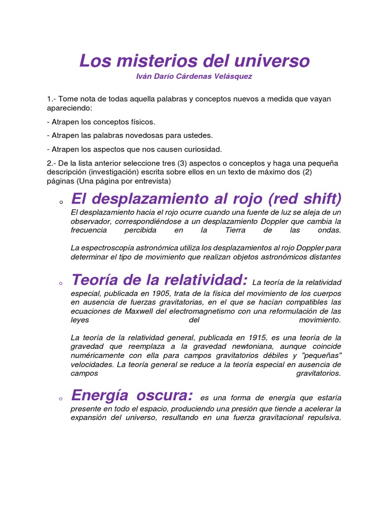 Los Misterios Del Universo Pdf Gravedad Relatividad General