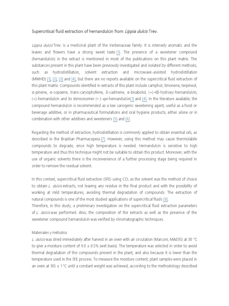 Supercritical Fluid Extraction of Hernandulcin From | PDF ...