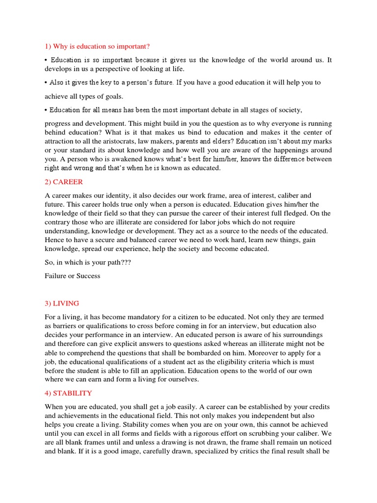 1) Why Is Education So Important? | PDF | Literacy | Knowledge