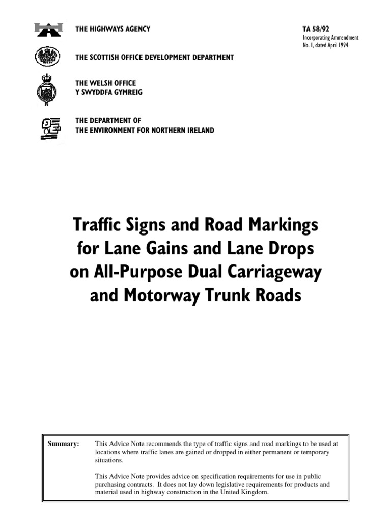 Traffic Signs and Road Markings For Lane Gains and Lane Drops On All ...
