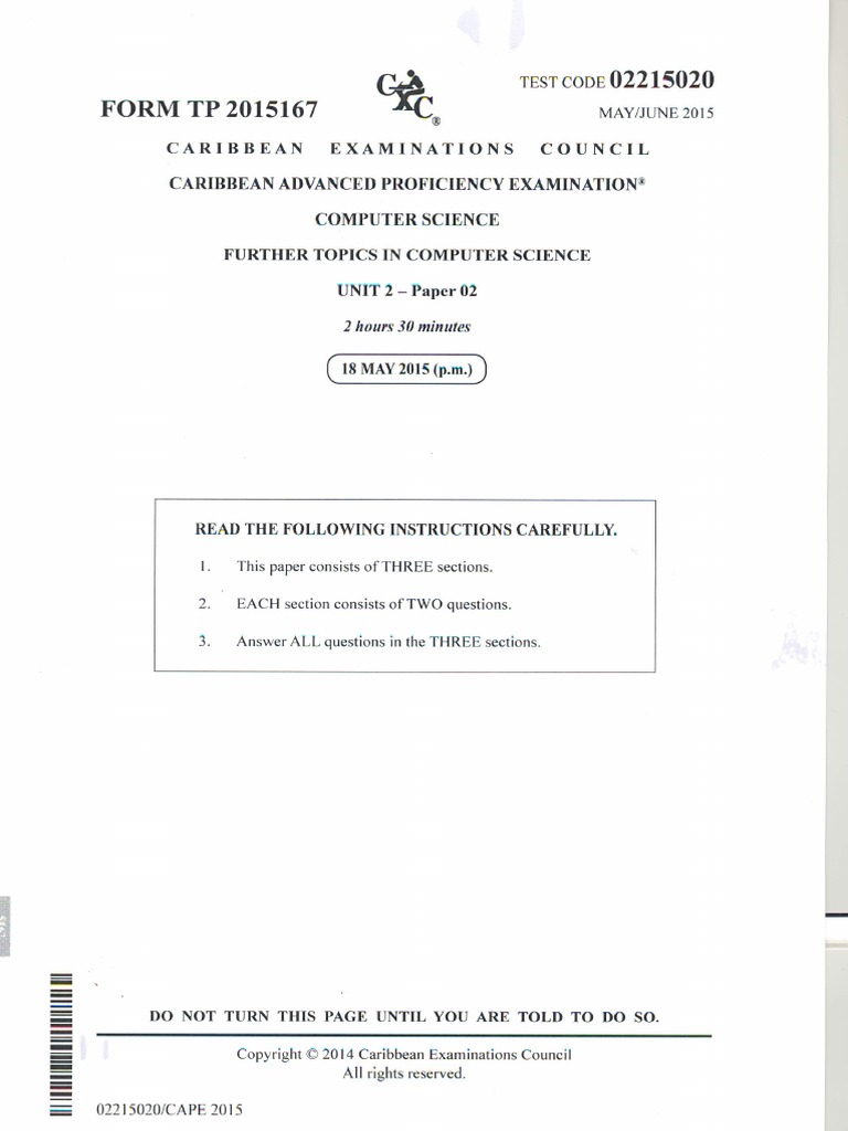 Cape Computer Science 2015 Unit 2 P2 | PDF