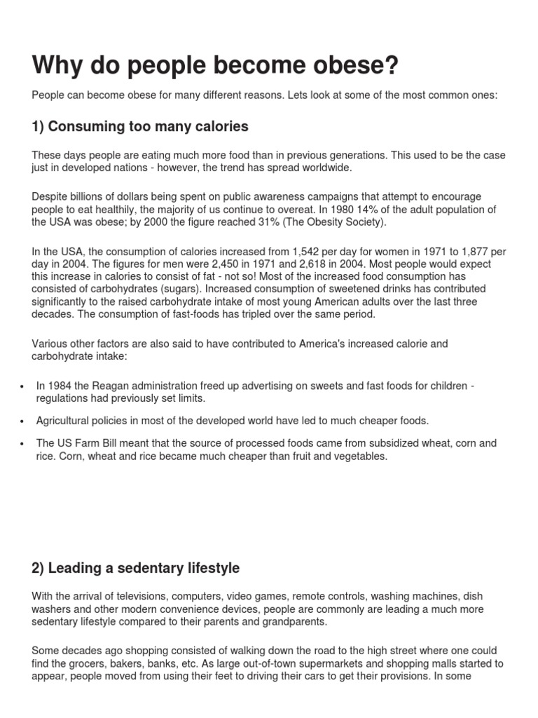 Why Do People Become Obese | PDF | Appetite | Obesity