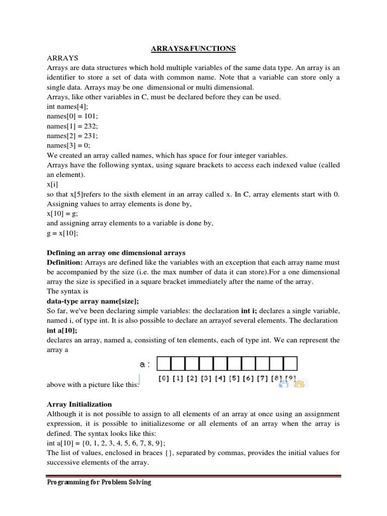 Arrays and Functions | Download Free PDF | Parameter (Computer Programming) | Subroutine