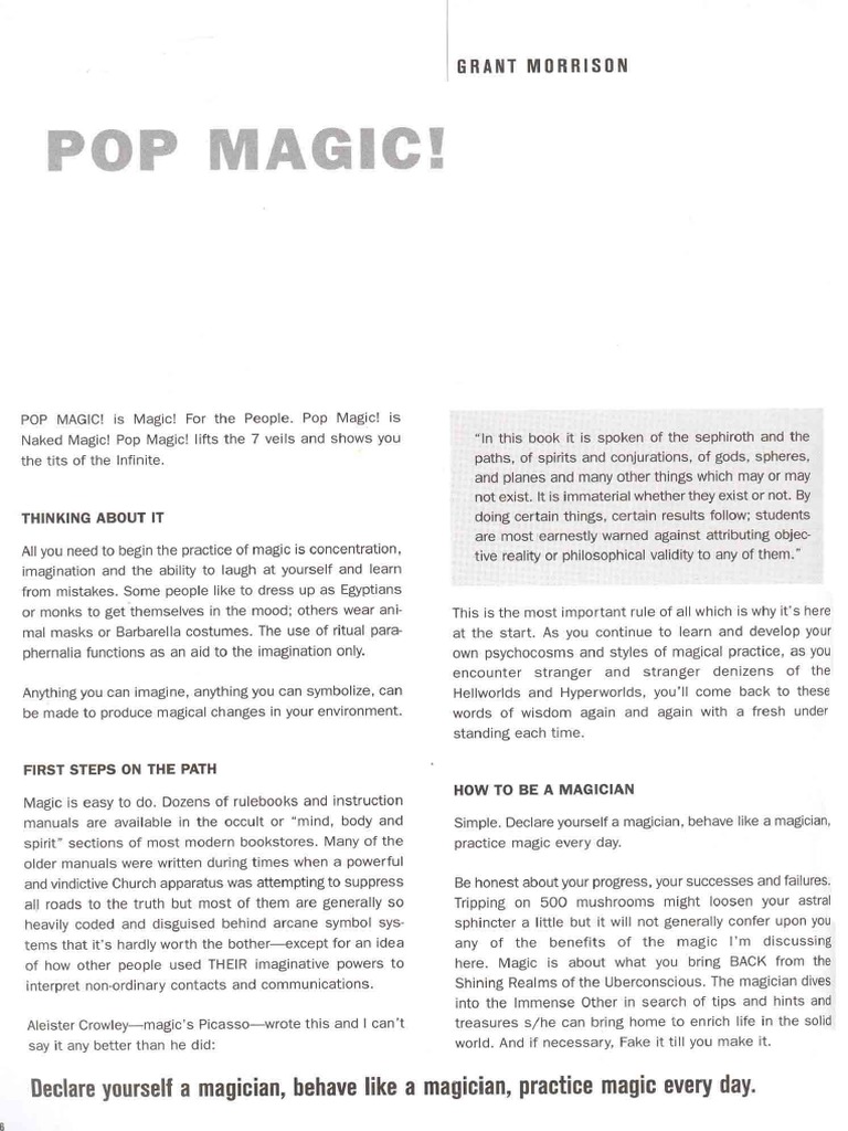 Pop Magic by Grant Morrison PDF | PDF