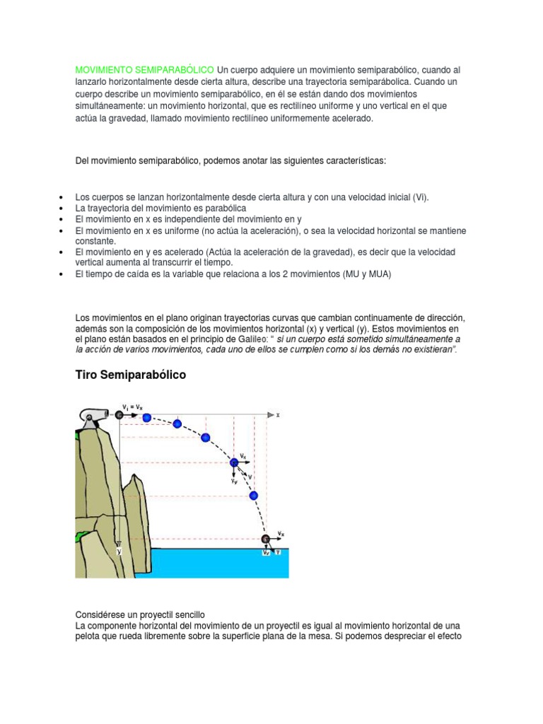 Características del Movimiento Semiparabólico | PDF | Movimiento ...