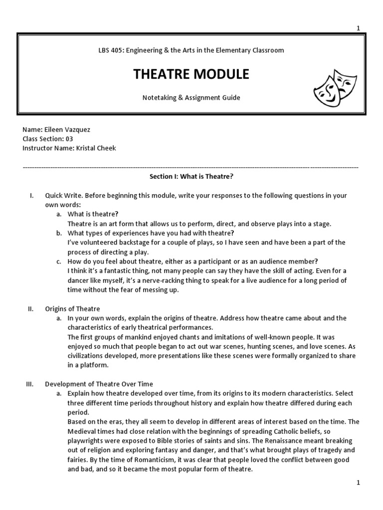 Lbs 405 Theatre Module | PDF | Actor | Theatre