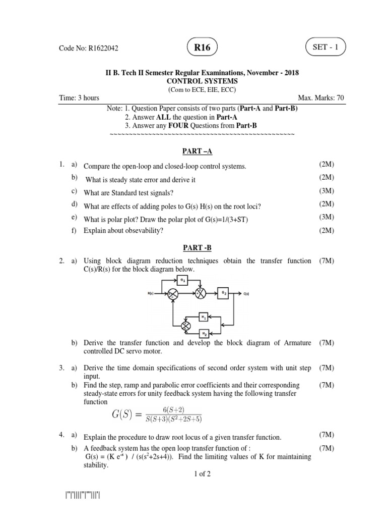 II B. Tech II Semester Regular Examinations, November - 2018 Control ...