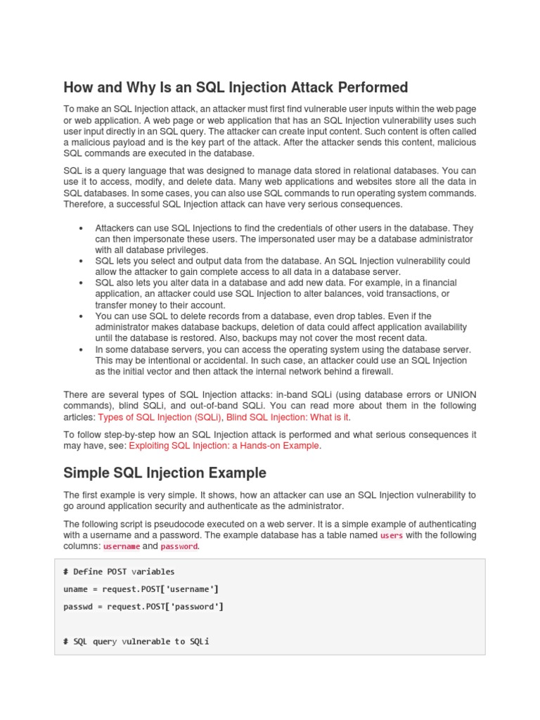 SQL Injection | PDF | Databases | Sql