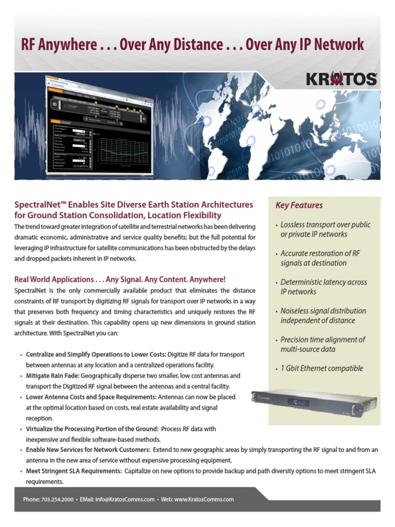 Kratos SpectralNet Data Sheet | PDF | Internet Protocols | Computer Network