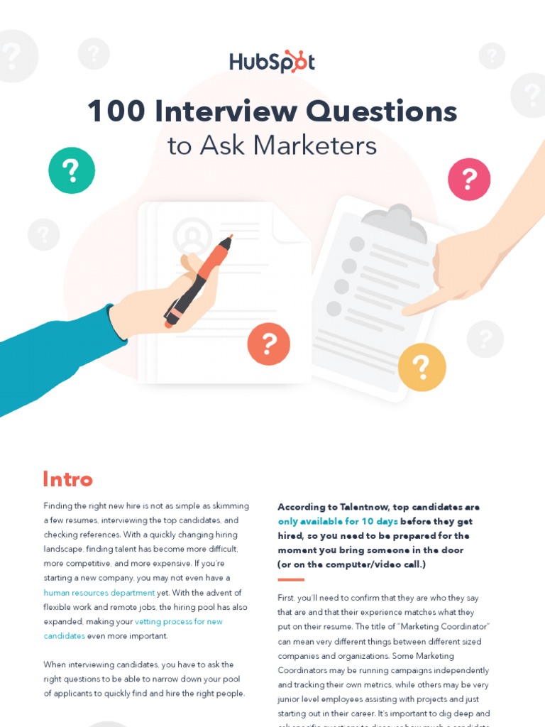 100 Marketing Interview Questions | PDF | Résumé | Mentorship