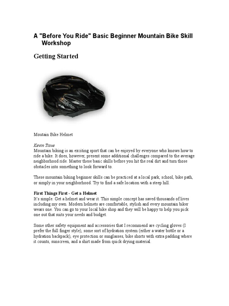 A Basic Beginner MTB Skill Workshop | PDF | Mountain Biking | Human ...