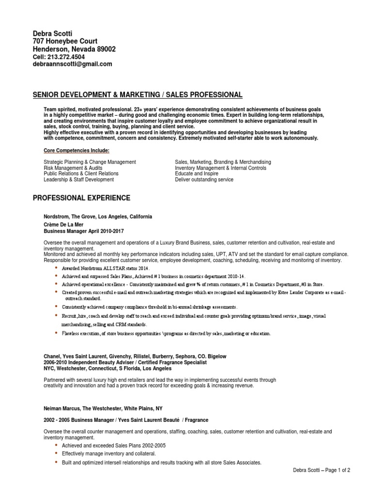 Debra Scotti - Resume | PDF | Retail | Sales