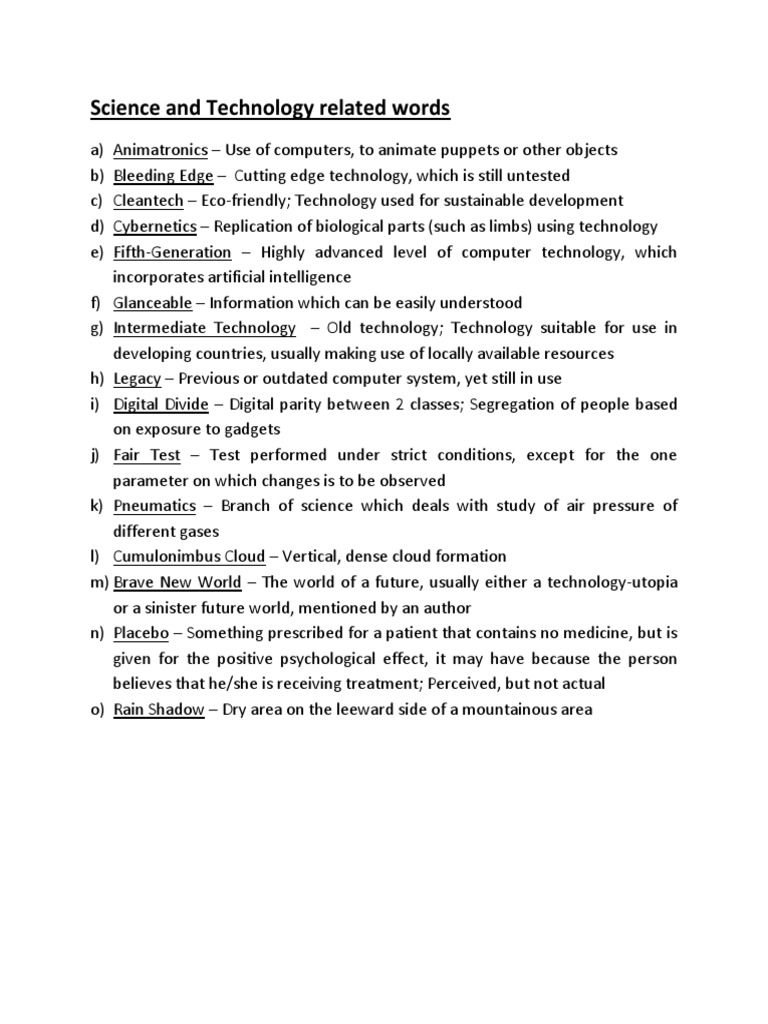 Science and Technology Related Words | Download Free PDF | Plea | Banks