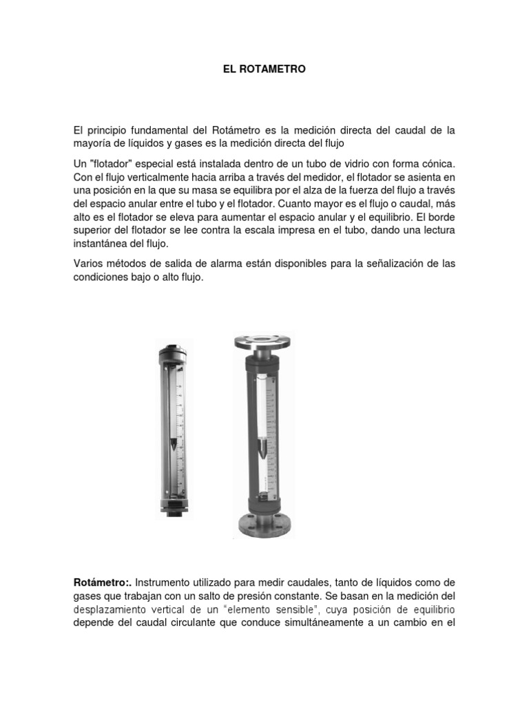 El Rotametro | PDF | Descarga (hidrología) | Presión