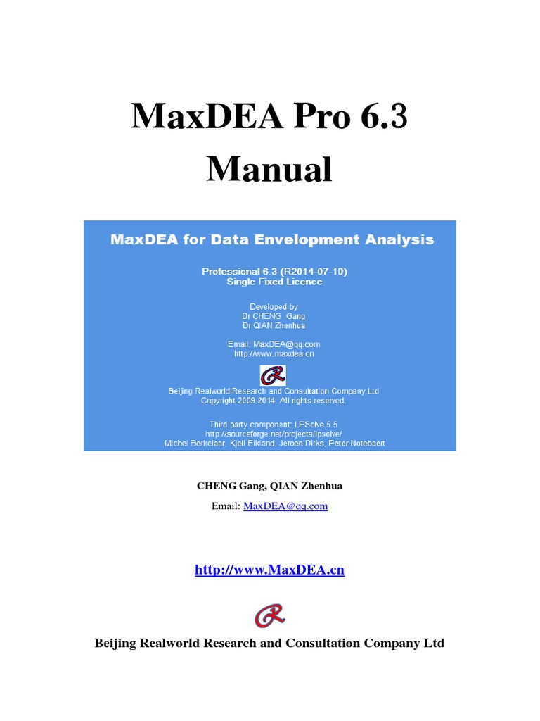 Maxdea Pro 6.3 Manual: Beijing Realworld Research and Consultation Company LTD | PDF ...