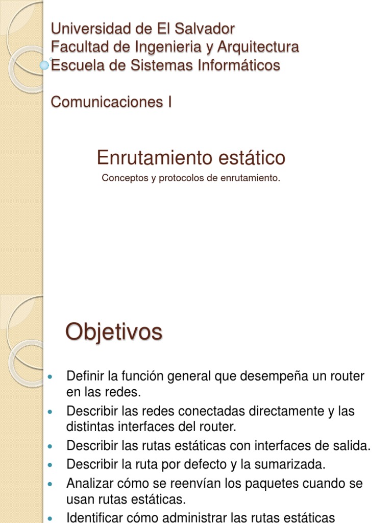 Configuración y análisis de enrutamiento estático en routers | PDF | Enrutador (Computación ...