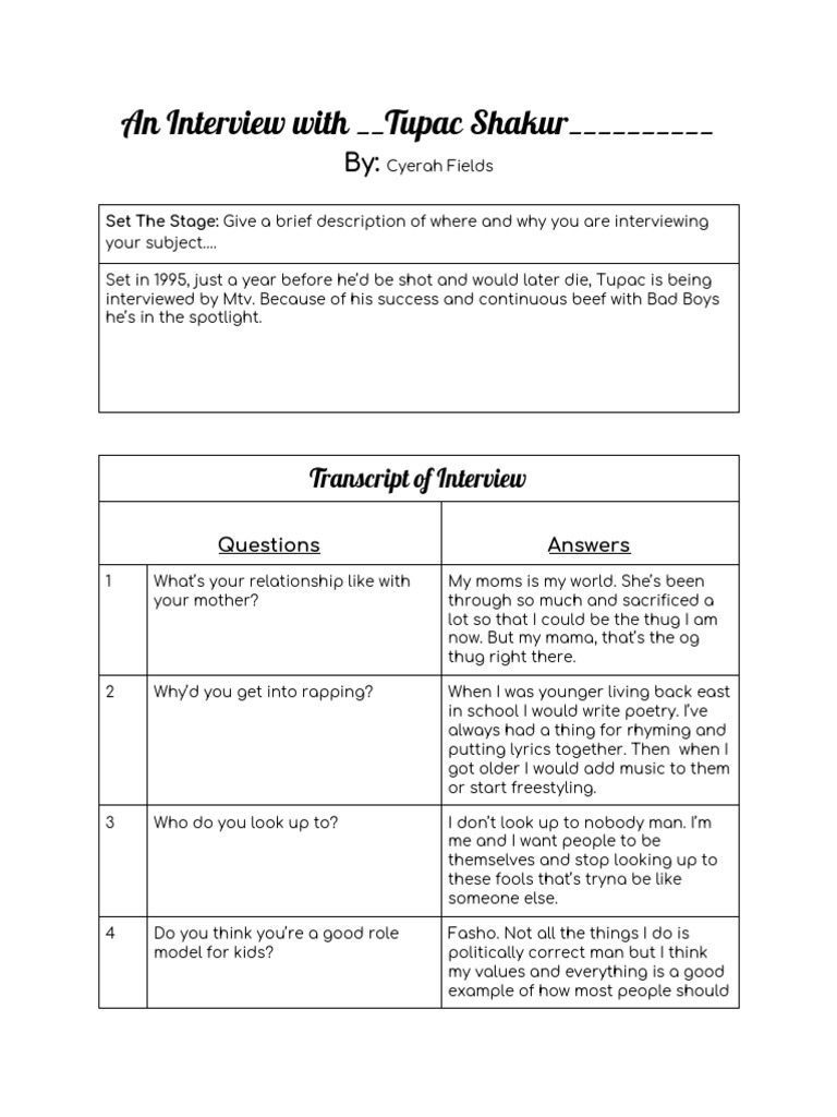 Cyerah Fields Interview Template | PDF