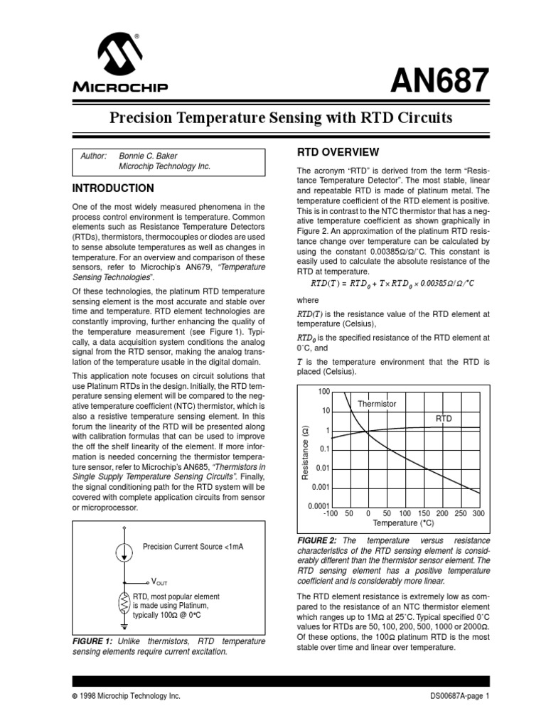 RTD Microchip AN687A - Pt100 | PDF | Electrical Resistance And ...