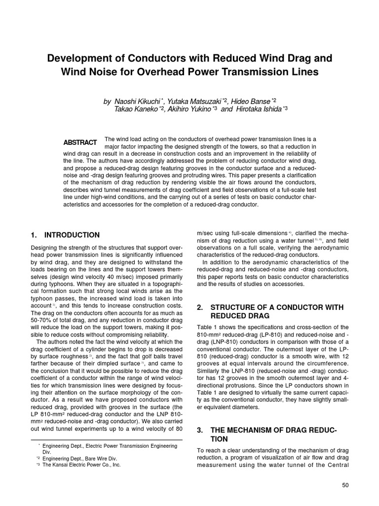 Development of Conductors With Reduced Wind Drag and Wind Noise For ...