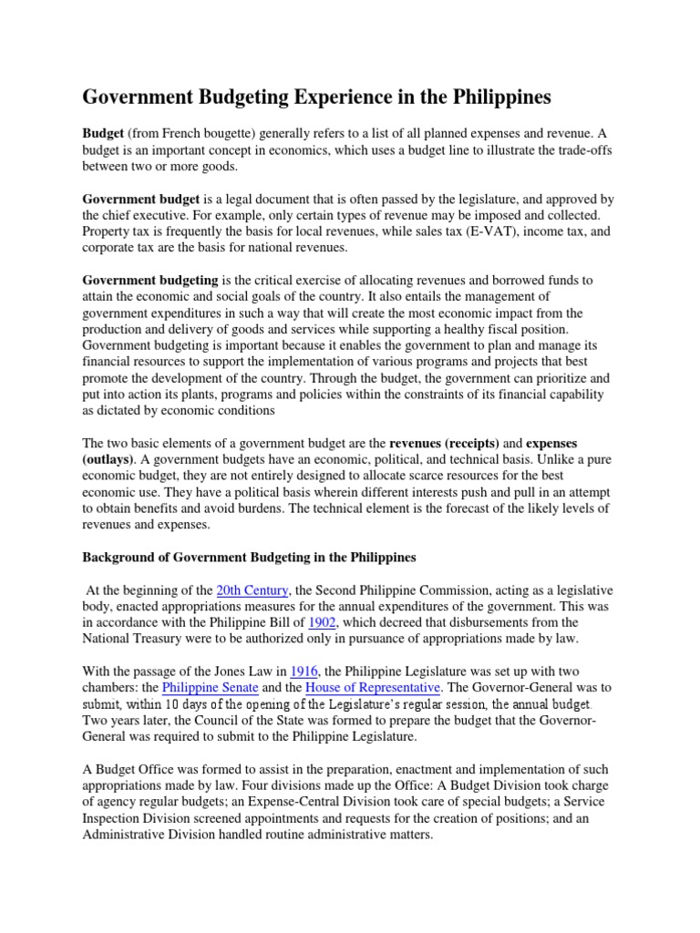 Government Budgeting Experience in The Phil | PDF | Public Law | Government