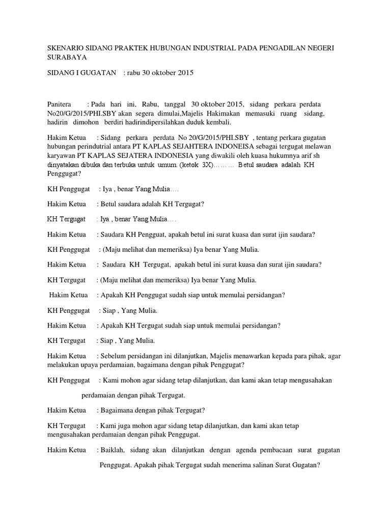 Skenario Persidangan Phi | PDF