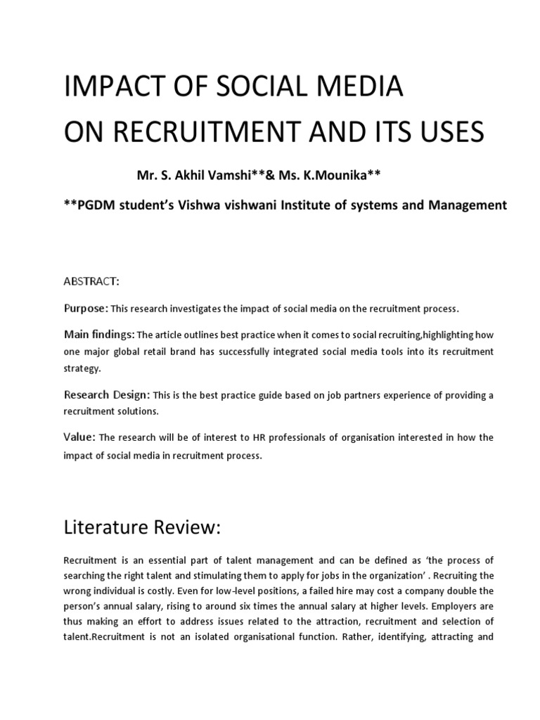 Impact of Social Media On Recruitment | PDF | Recruitment | Social Media