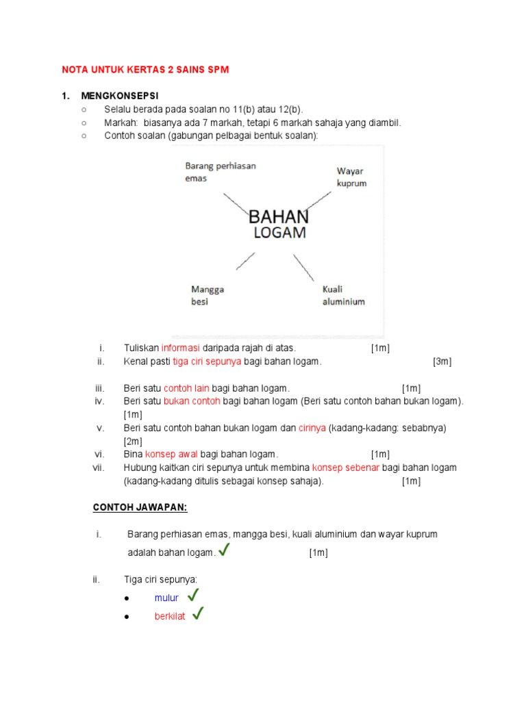 Nota Untuk Kertas 2 Sains SPM | PDF