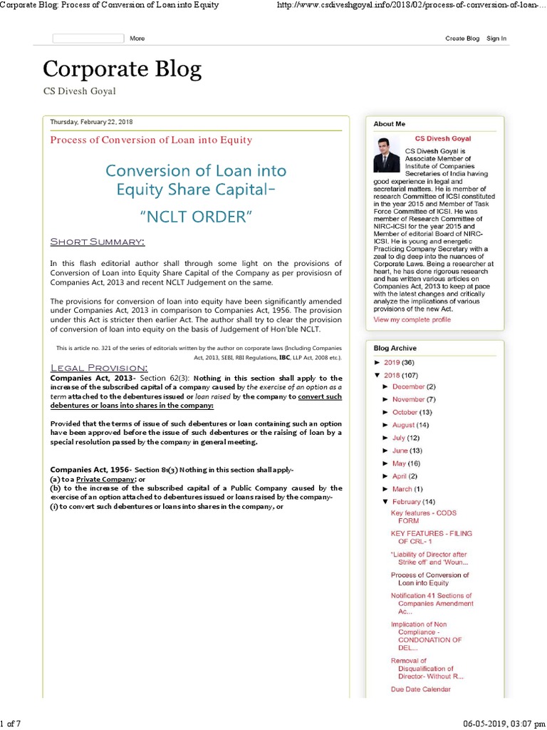 Loan to Equity Conversion Process Guide | PDF | Loans | Stocks