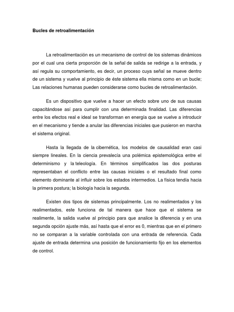 Tipos de Bucles de Retroalimentación | PDF | Realimentación | Aparición