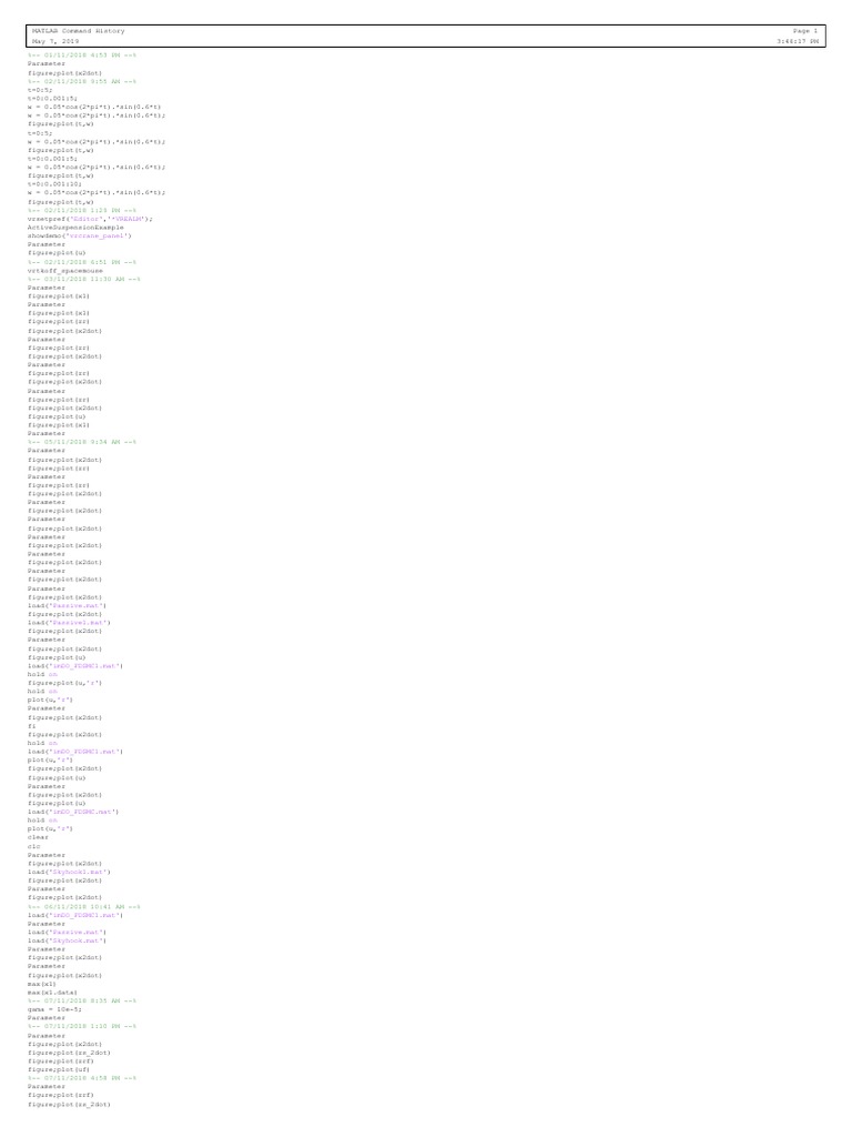 MATLAB Command History | PDF | Computer Programming | Application Software