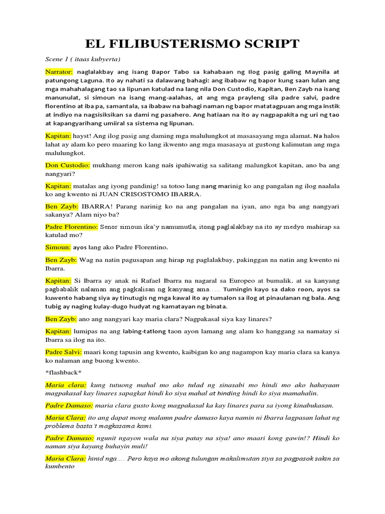 El Filibusterismo Script