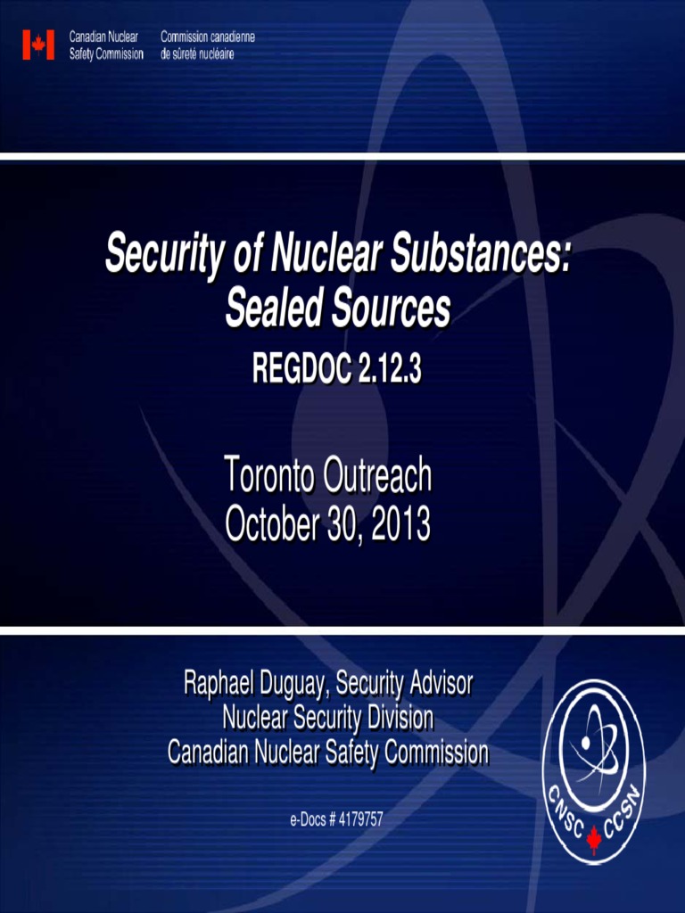 O Raphael Duguay - Security of Nuclear Substances - Sealed Sources ...